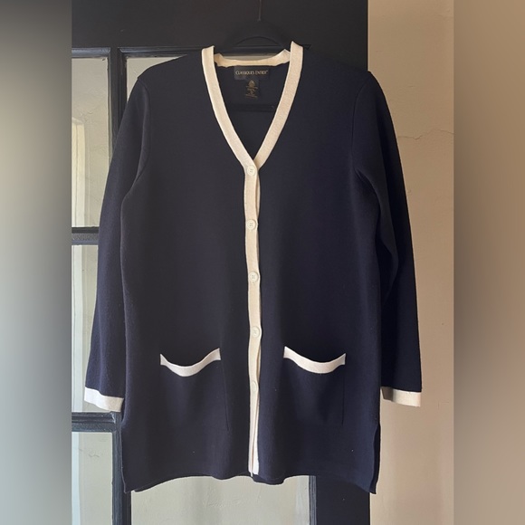 Classiques Entier | Sweaters | Vtg 9s Navy Blue White Merino Wool ...